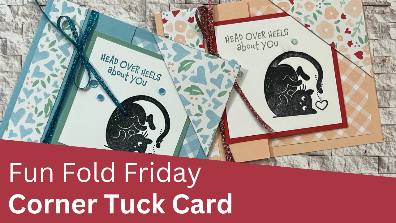 Corner Tuck Fun Fold Love Cats - Kristina Rees, CreatingWithKristina.com